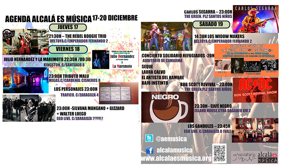 Agenda musical fin de semana del 17 al 20 de diciembre en Alcalá de ...